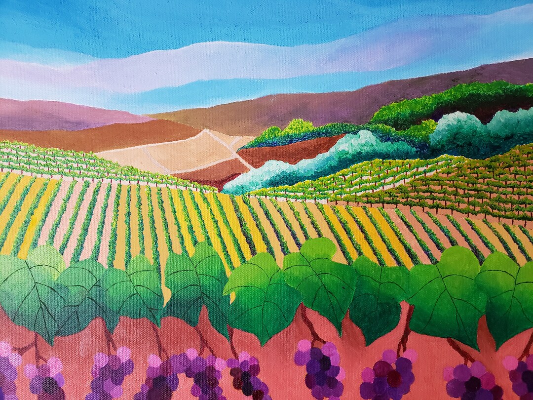 Temecula Vineyard Acrylic Painting: Southern California Wine Country ...
