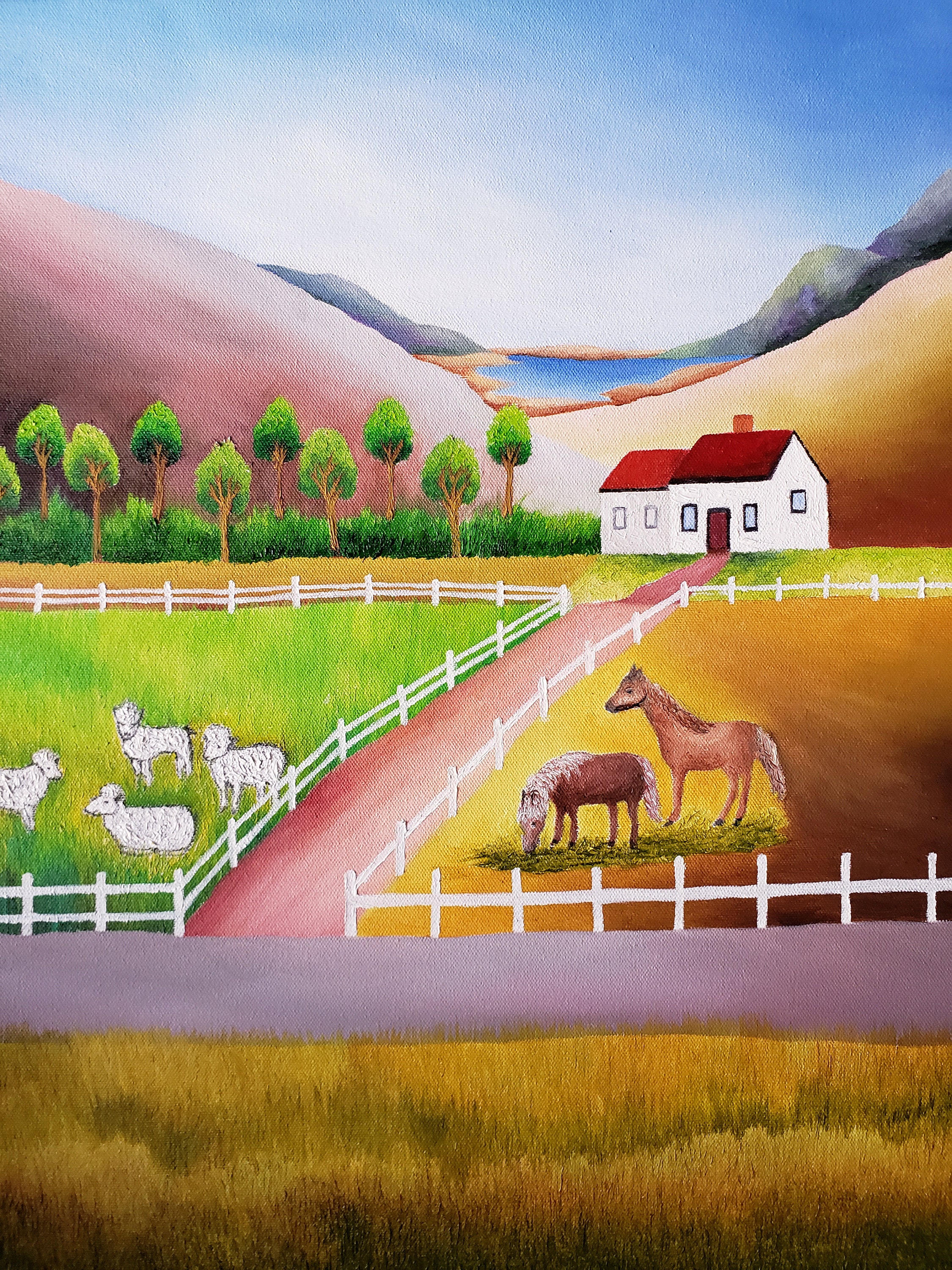 Country Farm and Ranch in the Countryside of San Diego Original Oil ...