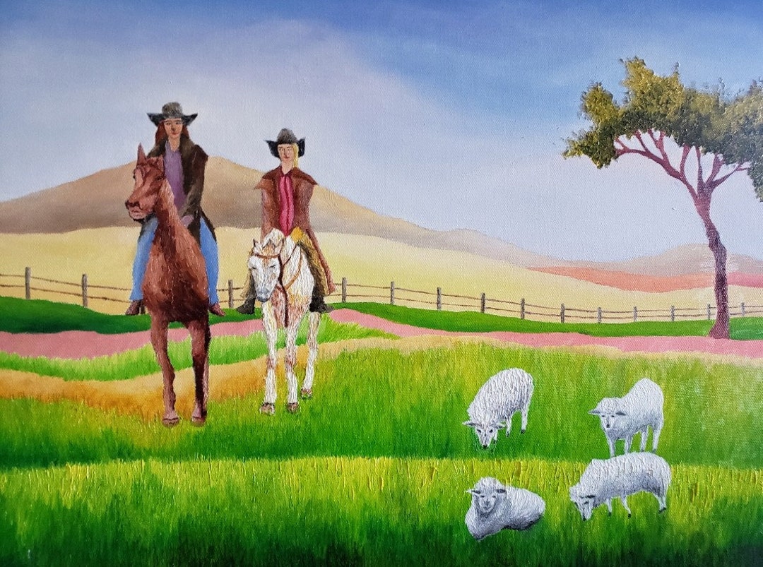 Life on A Farm Original Acrylic Painting on Canvas 16" Height X 20 ...