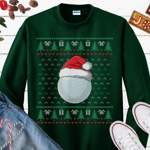 Golfer Ugly Christmas Sweater Golf Ball Santa Hat Christmas - Etsy