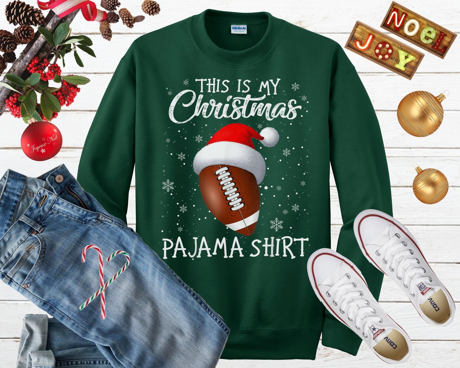 Football Santa Hat Ugly Christmas Sweater This is My Christmas - Etsy