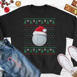 Golfer Ugly Christmas Sweater, Golf Ball Santa Hat Christmas Tree ...
