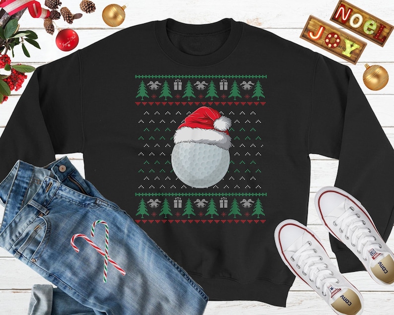 Golfer Ugly Christmas Sweater Golf Ball Santa Hat Christmas - Etsy
