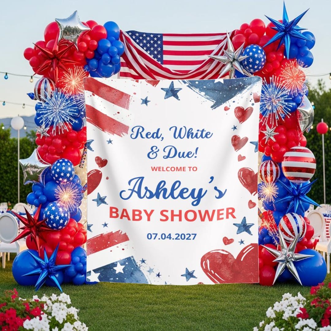 America Themed Baby Shower Photo Backdrop Custom July 4th Baby Shower ...