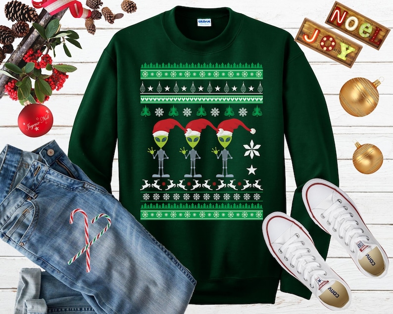Alien Ugly Christmas Sweater Funny Alien Holiday Shirt Ufo - Etsy