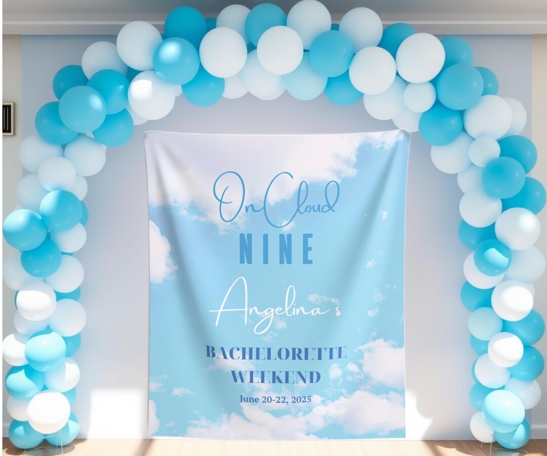 On Cloud Nine Bachelorette Backdrop Custom Cloud 9 Bach Party Banner ...