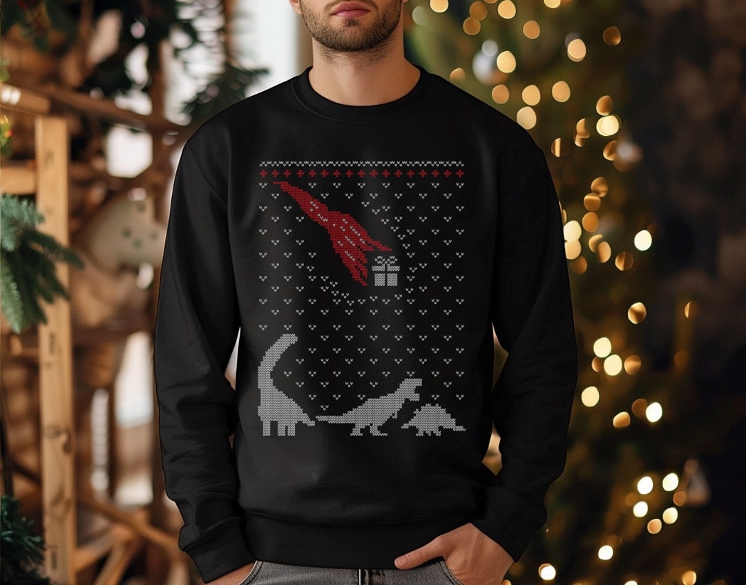 Dinosaur Ugly Christmas Sweater Meteor Shower Christmas Dinosaur Shirt ...