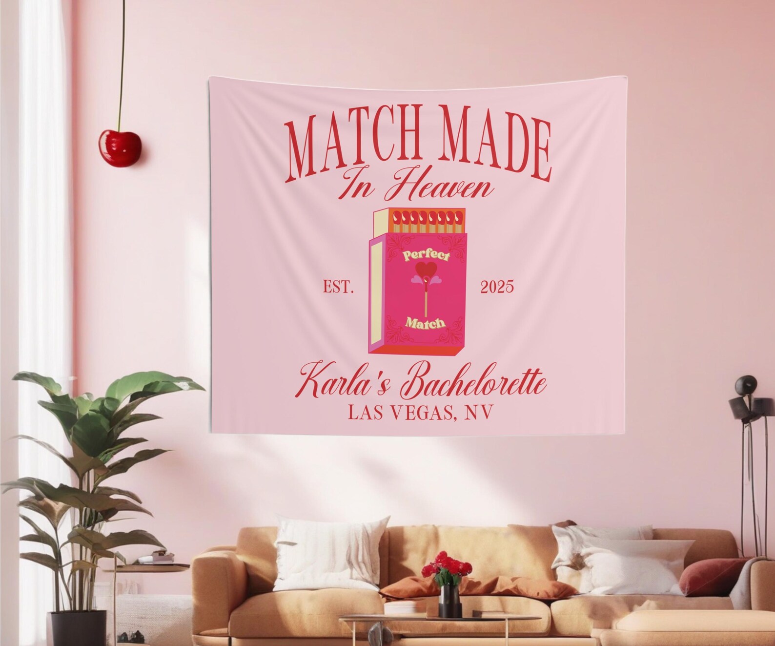 Match Made in Heaven Bachelorette Backdrop Custom Matchbox Bridal Party ...