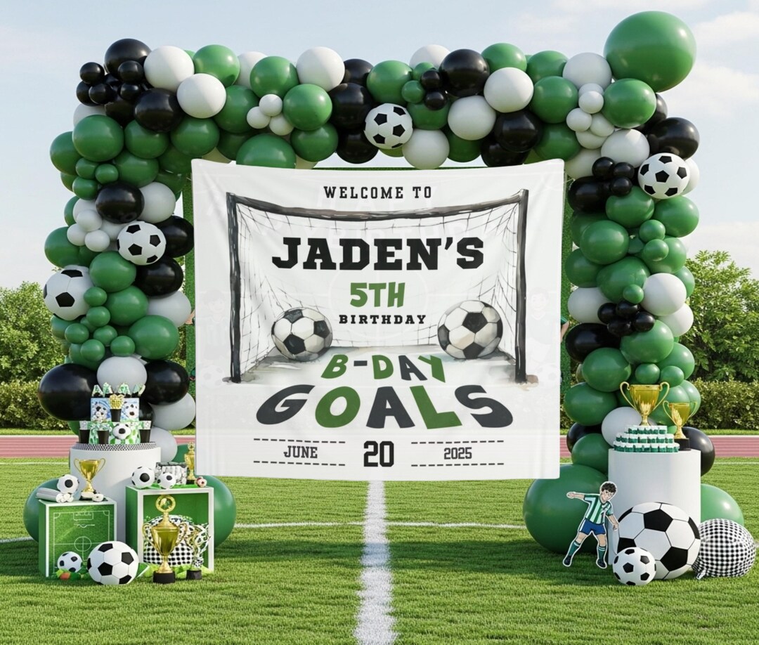Custom Soccer Birthday Photo Backdrop Soccer Themed Birthday Banner ...
