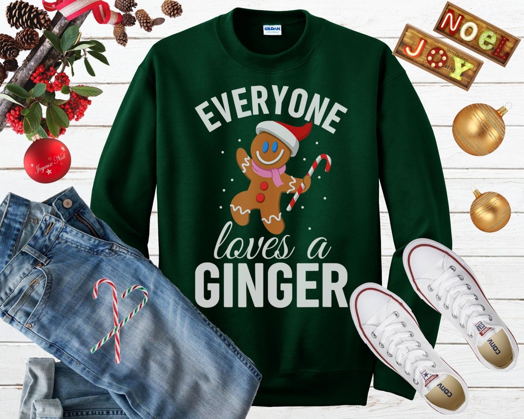 Everyone Loves A Ginger Funny Gingerbread Ugly Christmas Sweater Red ...