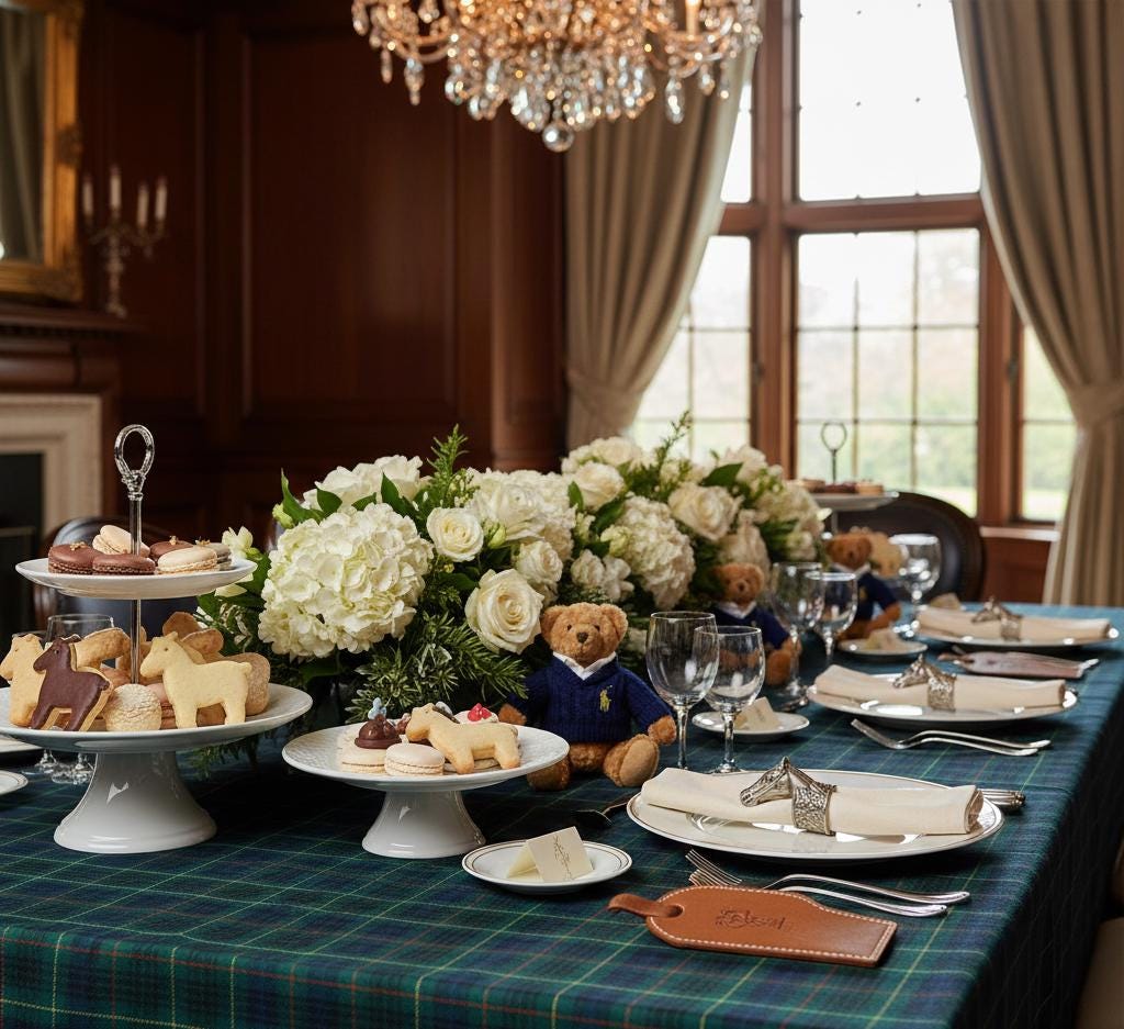 Vintage Preppy Baby Shower Tablecloths Navy & Green Tartan Plaid Table ...
