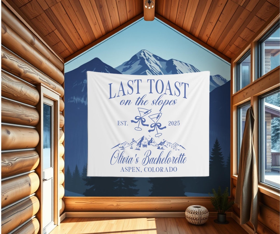 Ski Themed Bachelorette Party Banner Custom Winter Bach Party Backdrop ...