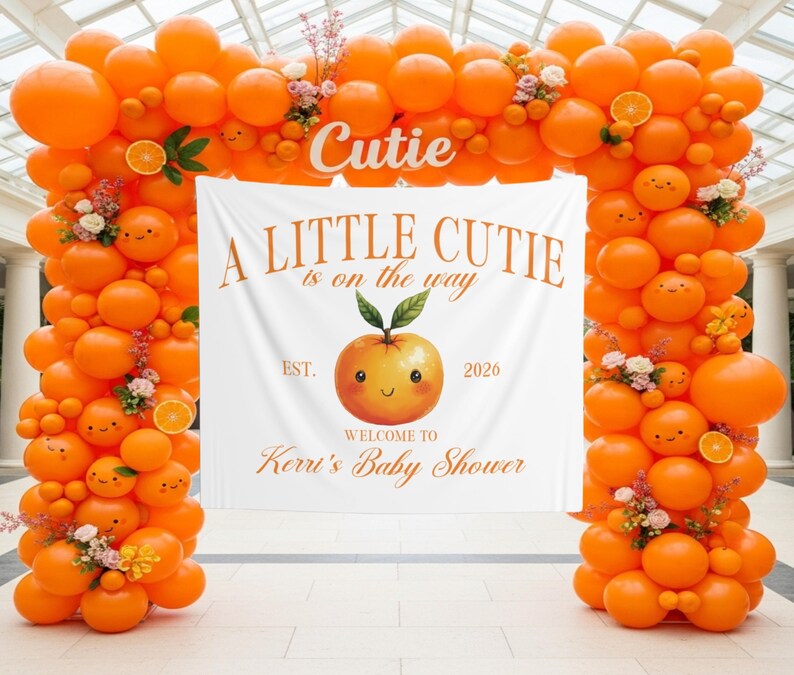 Citrus Themed Baby Shower Backdrop Custom Tangerine Baby Shower ...