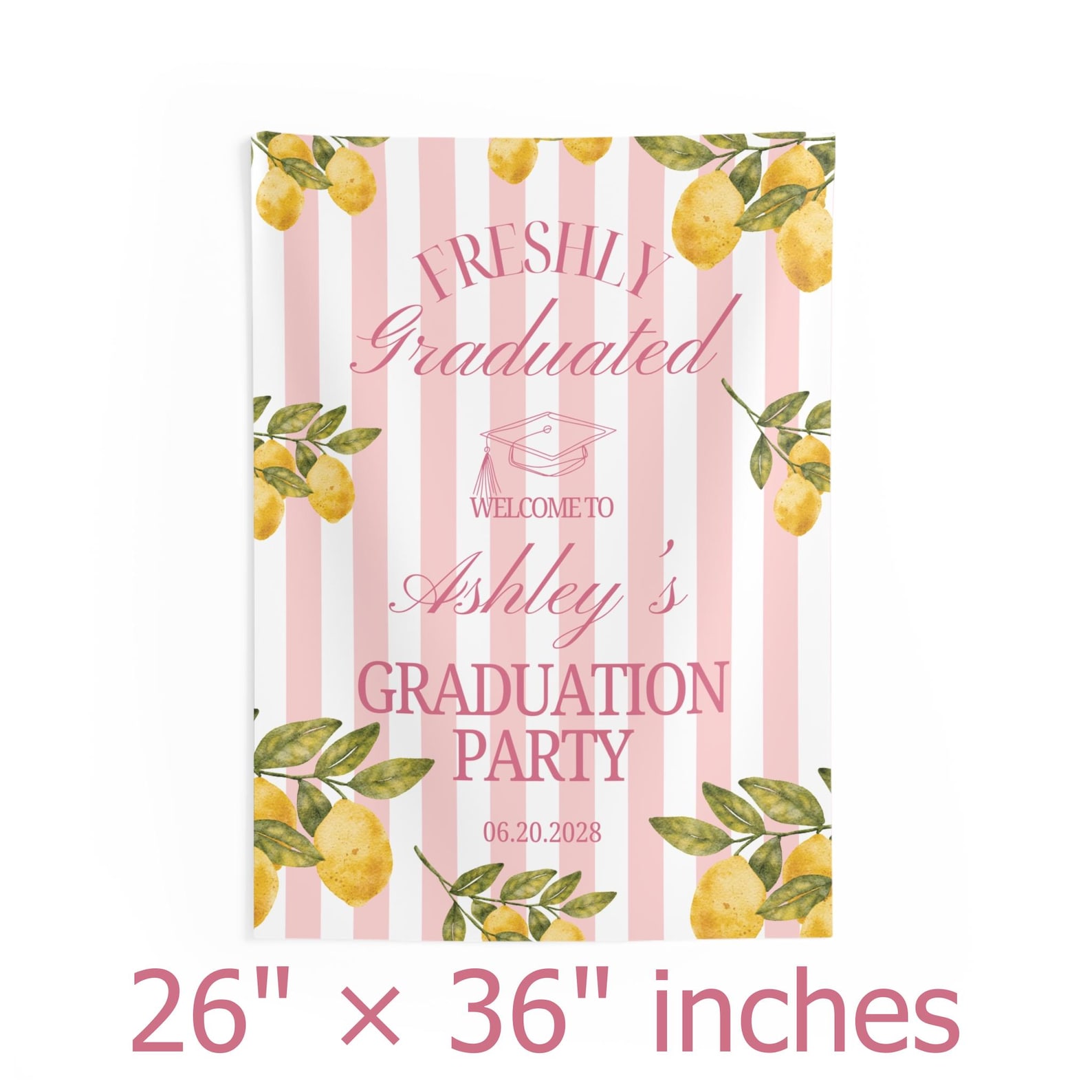 Lemon Themed Graduation Party Photo Backdrop Freshly Graduated Welcome ...