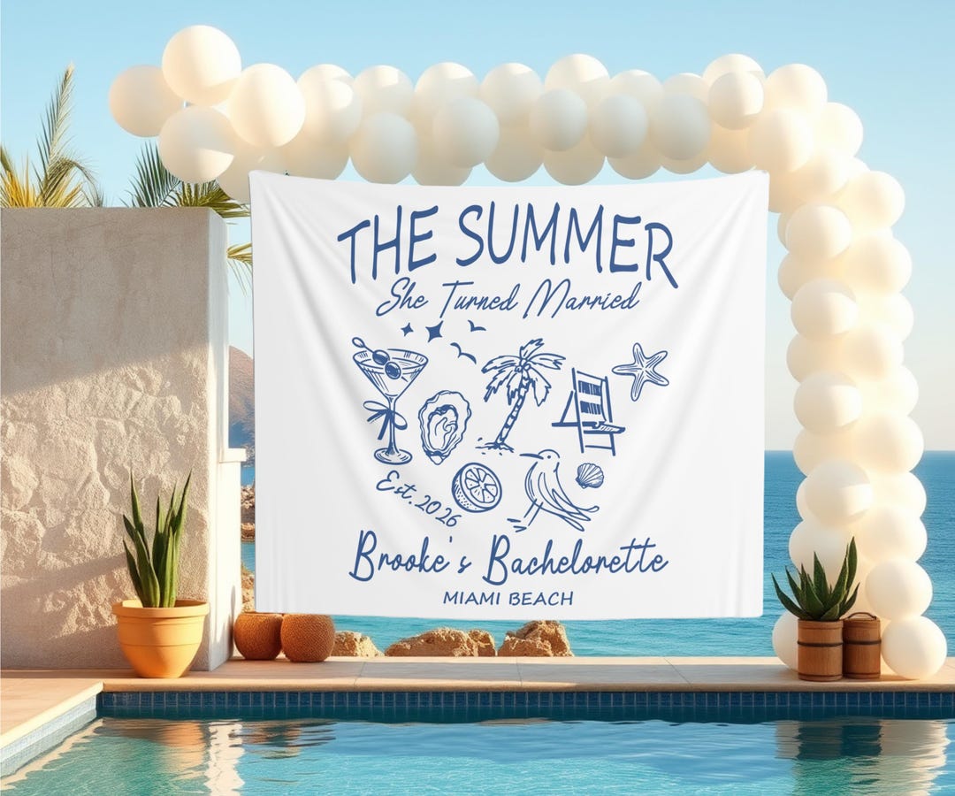 Summer Themed Bachelorette Photo Backdrop Custom Beach Bach Party ...