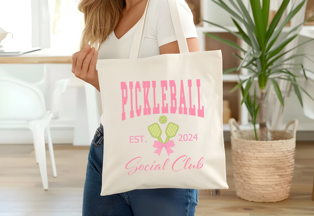 Custom Pickleball Cotton Canvas Tote Bag Pickleball Pink Coquette Tote ...