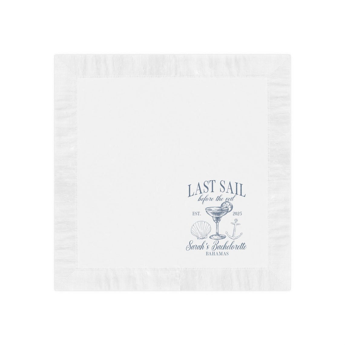 Custom Boat Bachelorette Napkins Last Sail Before the Veil Cruise Bach ...