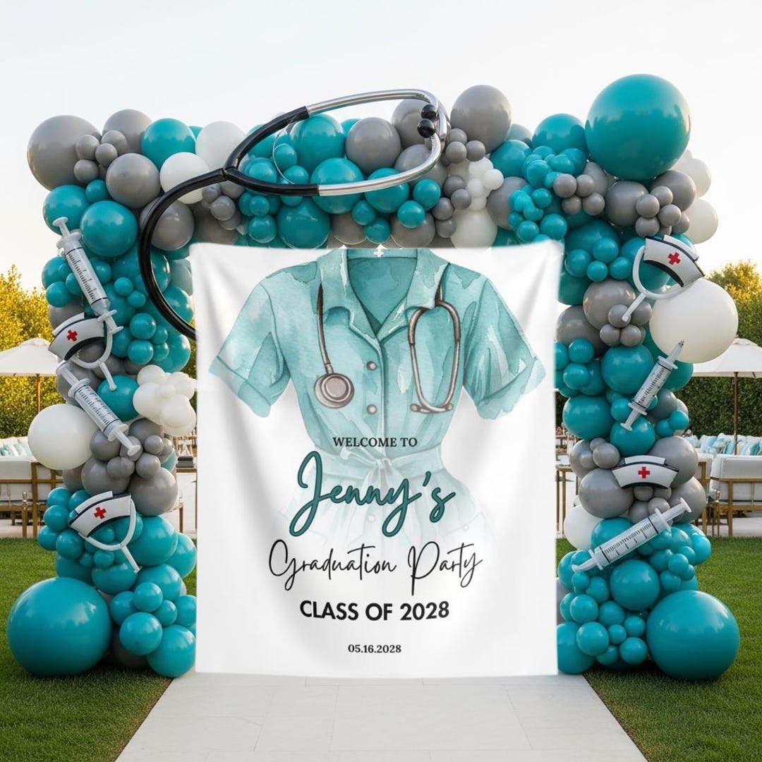 Nurse Graduation Backdrop Custom Nurse Grad Party Banner Scrubs and ...