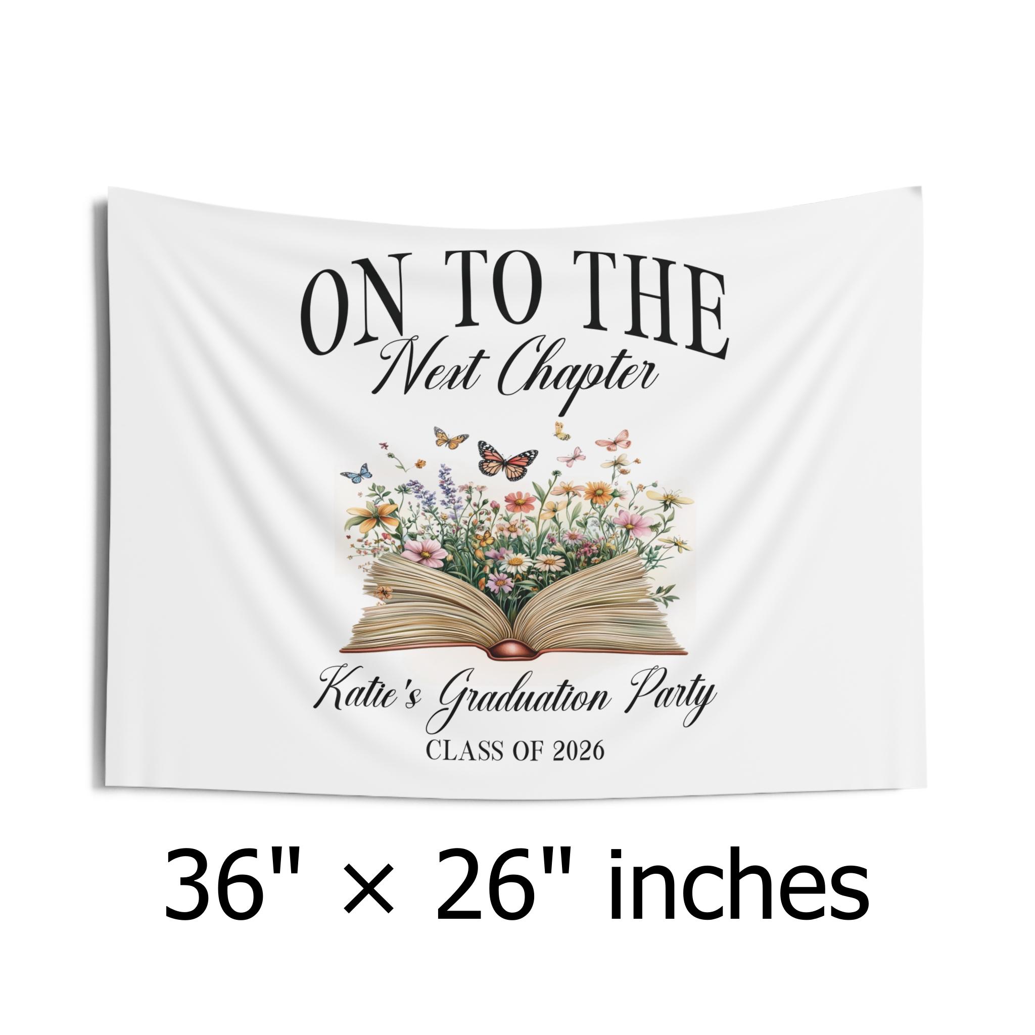 Book Themed Graduation Photo Backdrop on to the Next Chapter Grad Party ...
