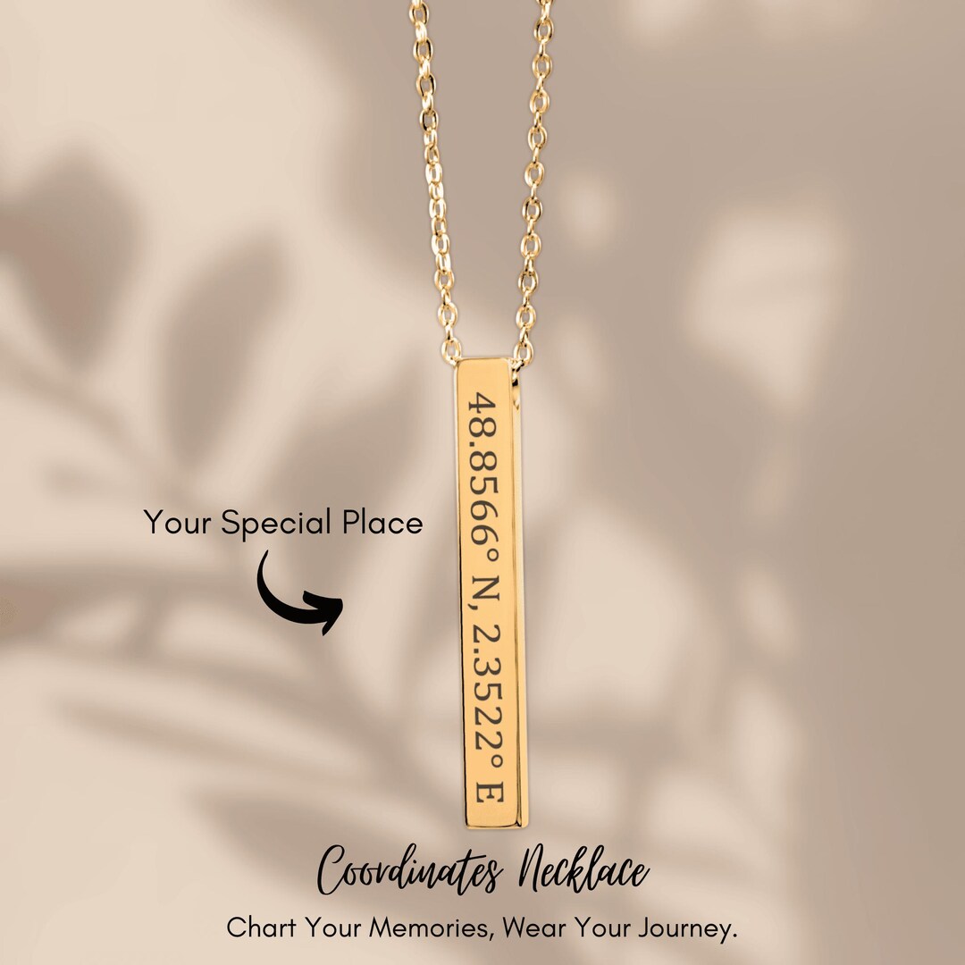 Personalized Coordinates Necklace Custom Latitude Longitude Jewelry GPS ...