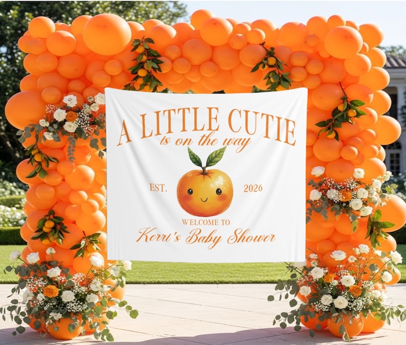 Citrus Themed Baby Shower Backdrop Custom Tangerine Baby Shower ...