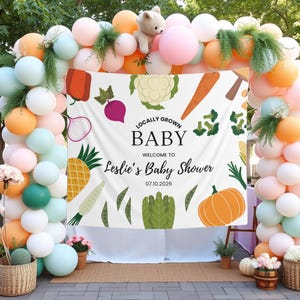 Farmers Market Themed Baby Shower Backdrop Locally Grown Baby Banner ...