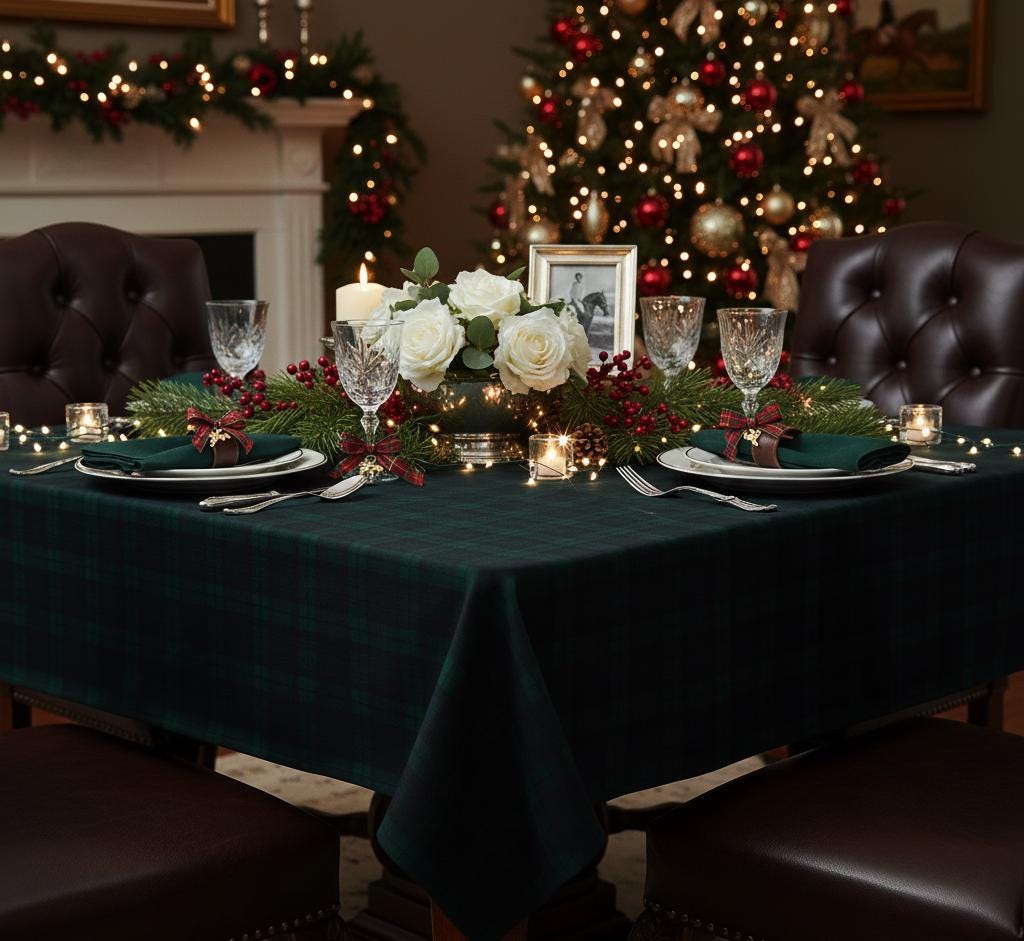 Blackwatch Tartan Tablecloths Classic Navy & Green Plaid Table Linens ...