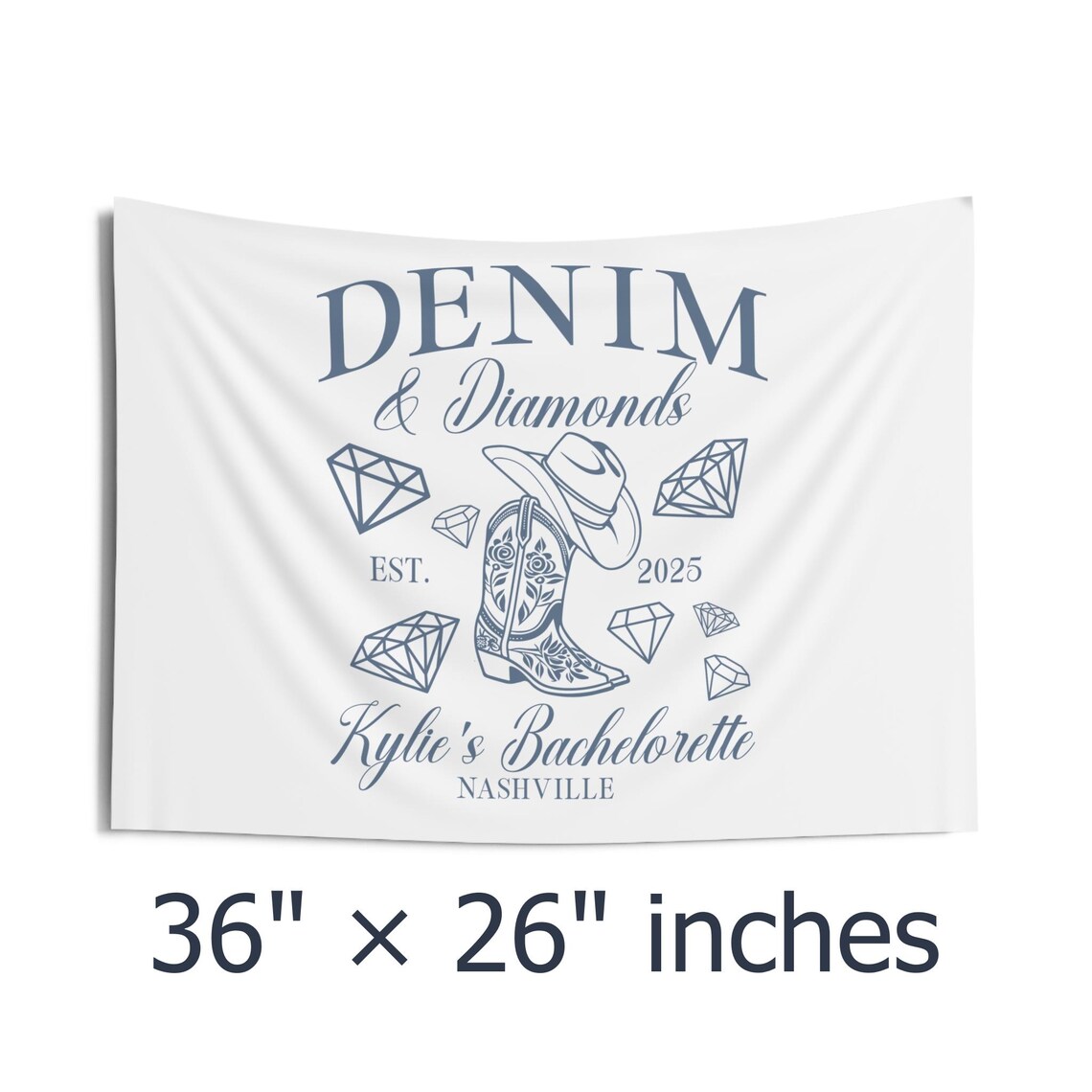 Denim & Diamonds Bachelorette Photo Backdrop Custom Disco Cowgirl Bach ...