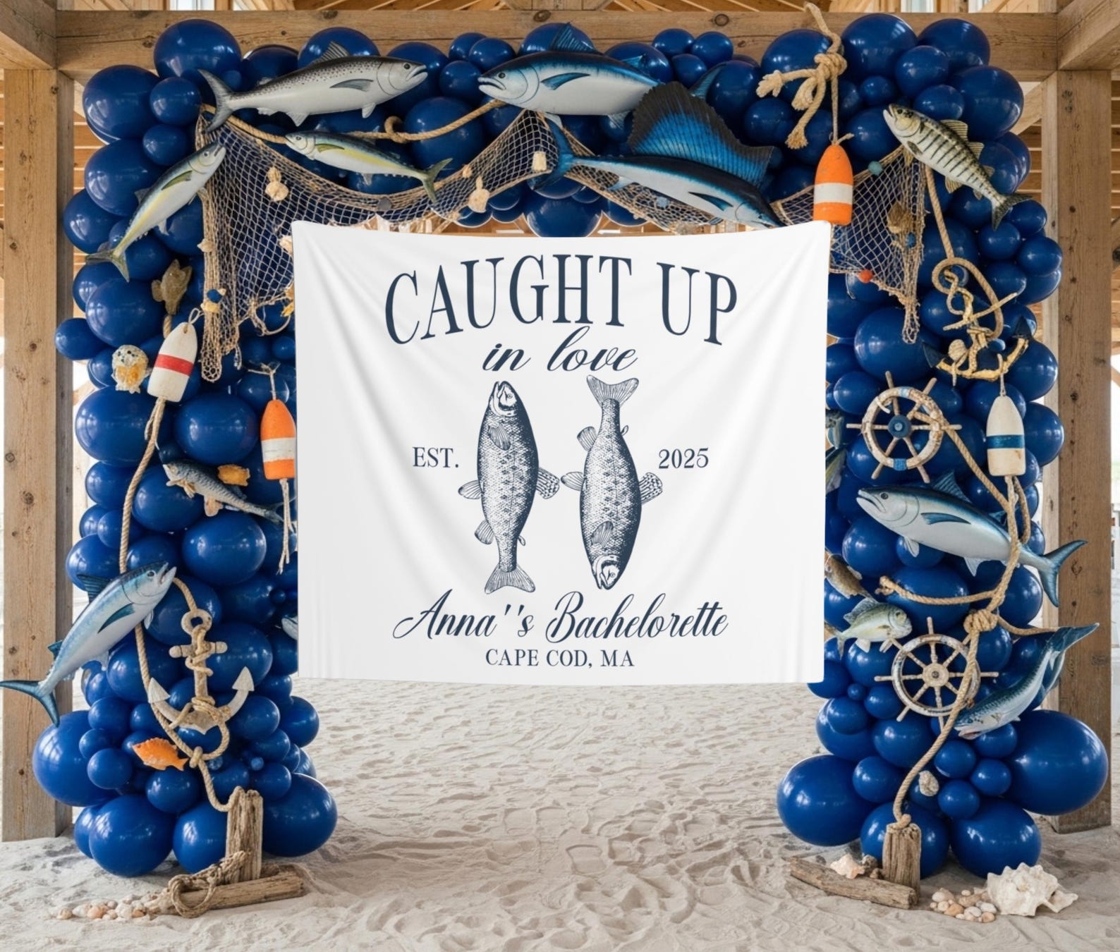 Fishing Theme Bachelorette Backdrop Custom Fishing Bach Party Banner ...