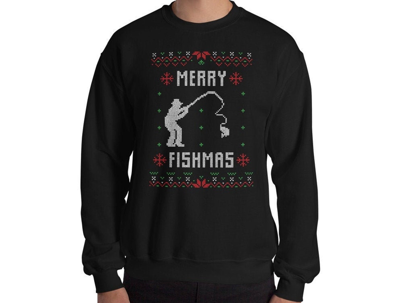 Merry Fishmas Ugly Christmas Sweater Funny Fishing Holiday - Etsy
