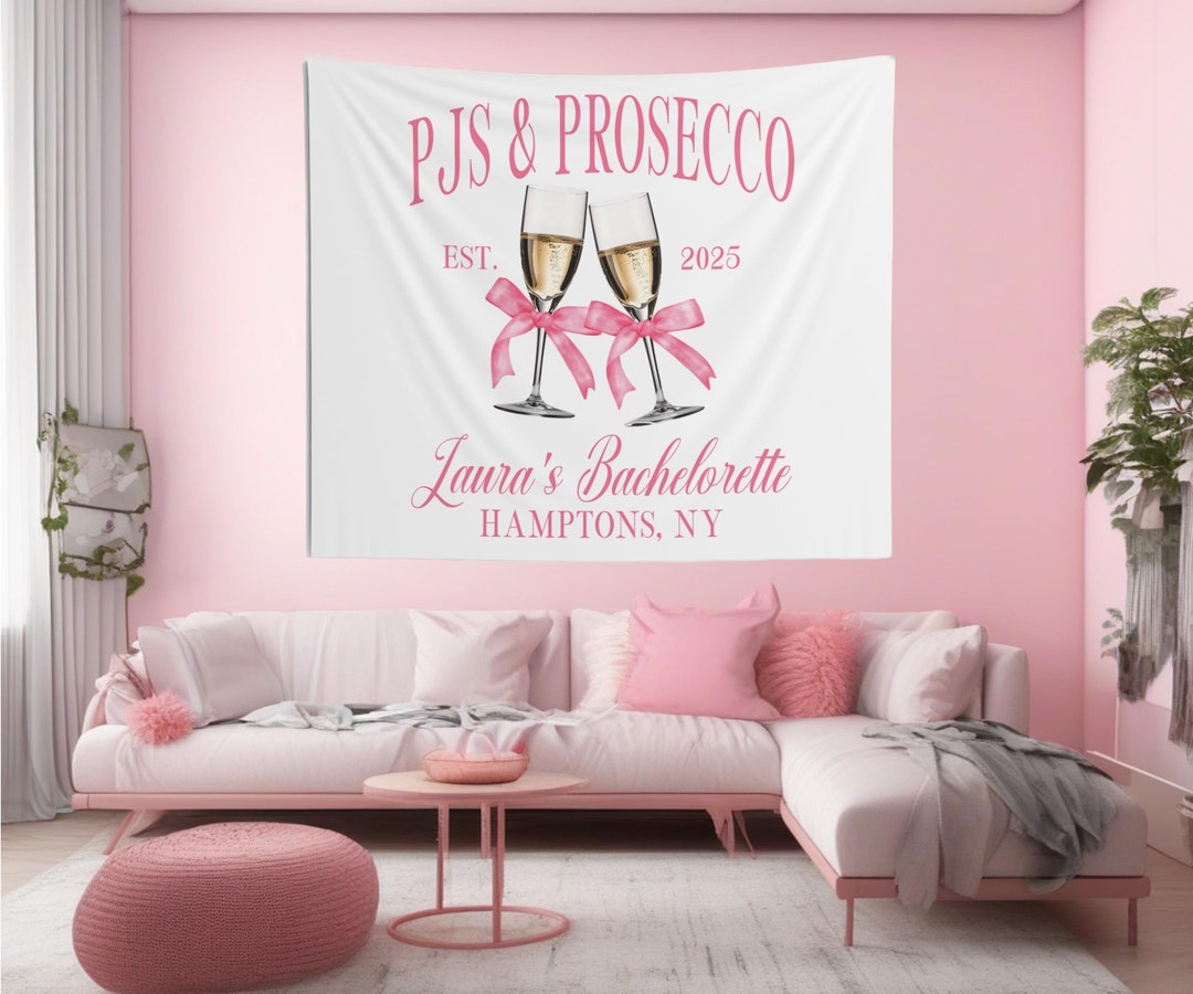 Pajamas and Prosecco Bachelorette Party Backdrop Custom Pjs & Prosecco ...