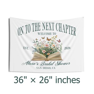 Book Themed Bridal Shower Photo Backdrop on to the Next Chapter Welcome ...