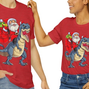 Santa Claus Riding Dinosaur T-rex Ugly Christmas Sweater, Rex ...