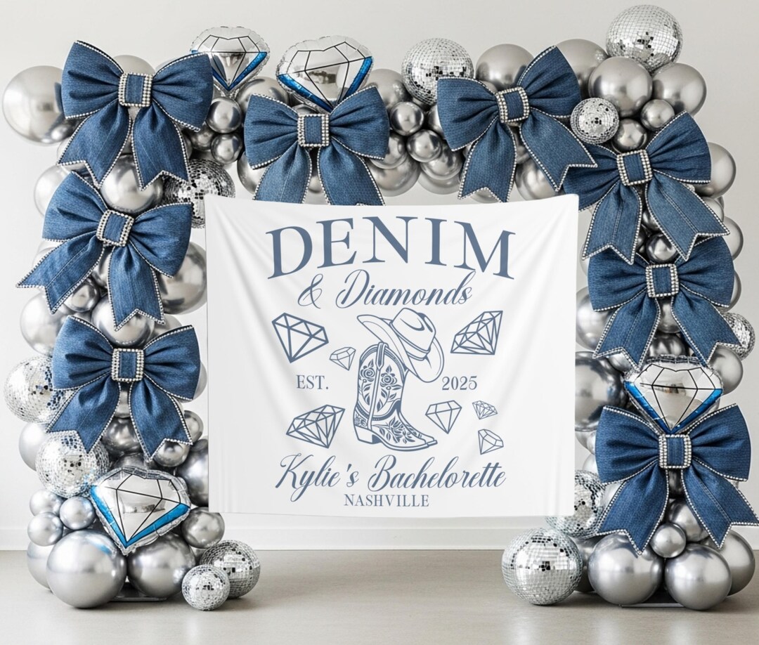 Denim & Diamonds Bachelorette Photo Backdrop Custom Disco Cowgirl Bach ...