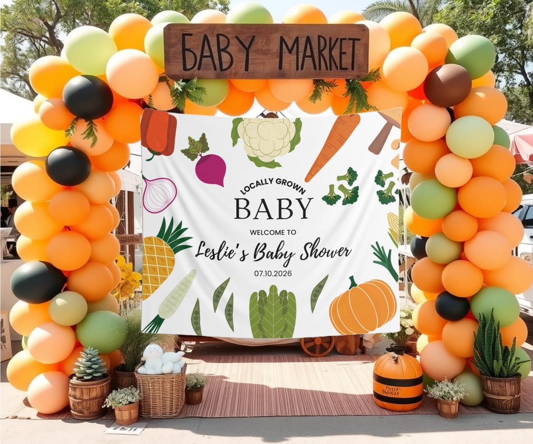Farmers Market Themed Baby Shower Backdrop Locally Grown Baby Banner ...