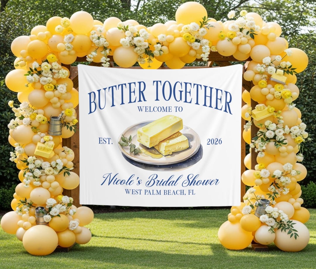 Butter Themed Bridal Shower Photo Backdrop Butter Together Banner ...