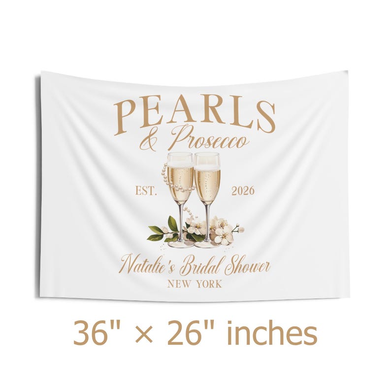 Pearls and Prosecco Bridal Shower Photo Backdrop Custom Pearls Bridal ...