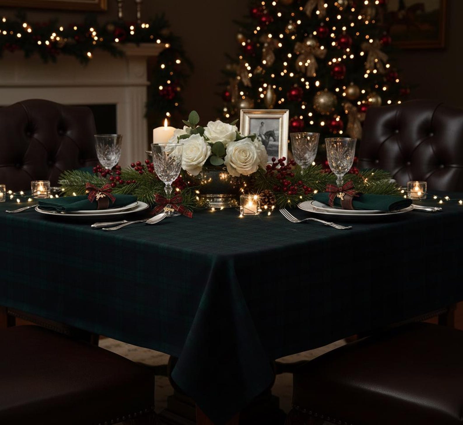 Blackwatch Tartan Tablecloths Classic Navy & Green Plaid Table Linens ...
