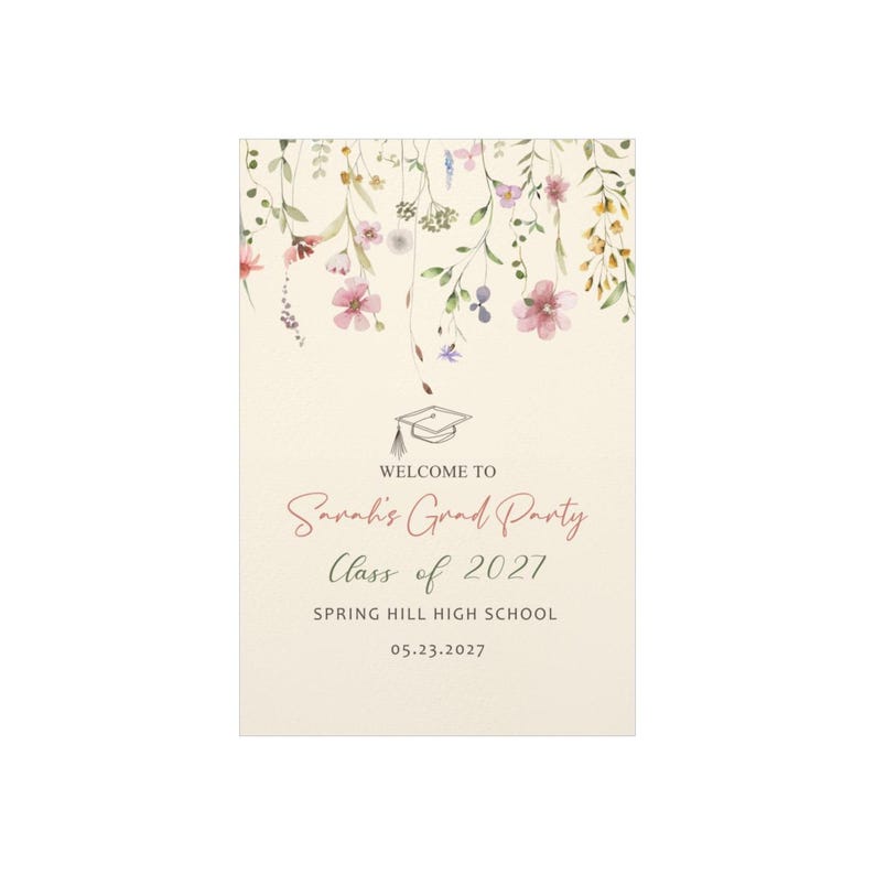 Garden Themed Graduation Welcome Sign Custom Garden Grad Party Signage ...