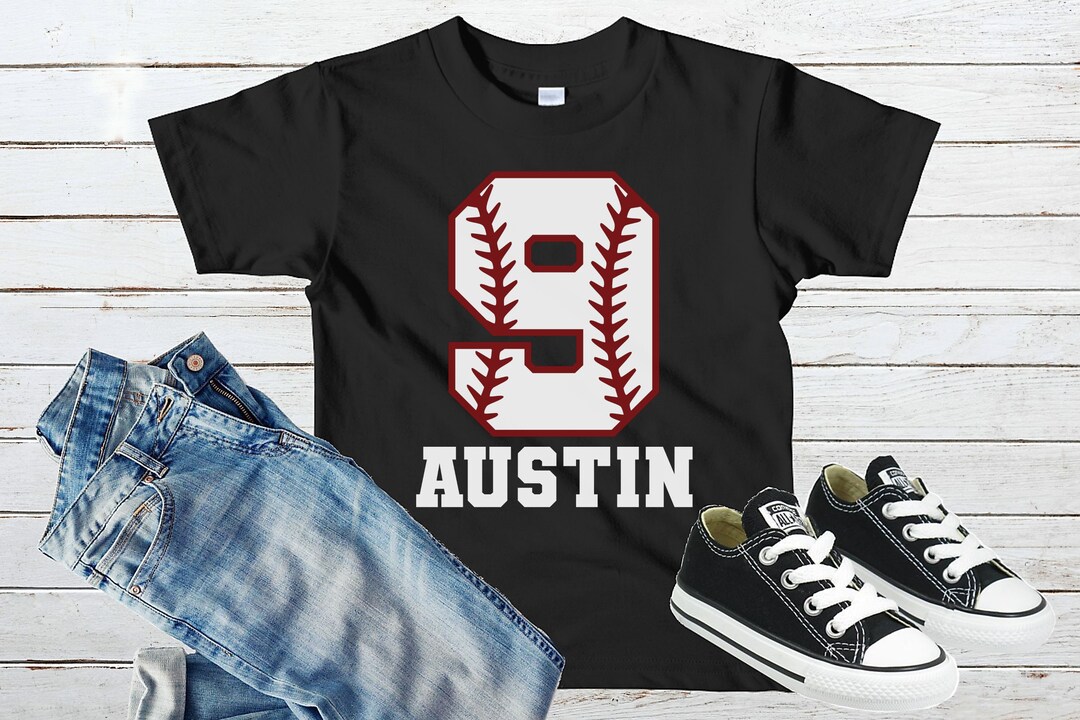 Personalized Baseball 9th Birthday Shirt, Boys Ninth Birthday Gift ...