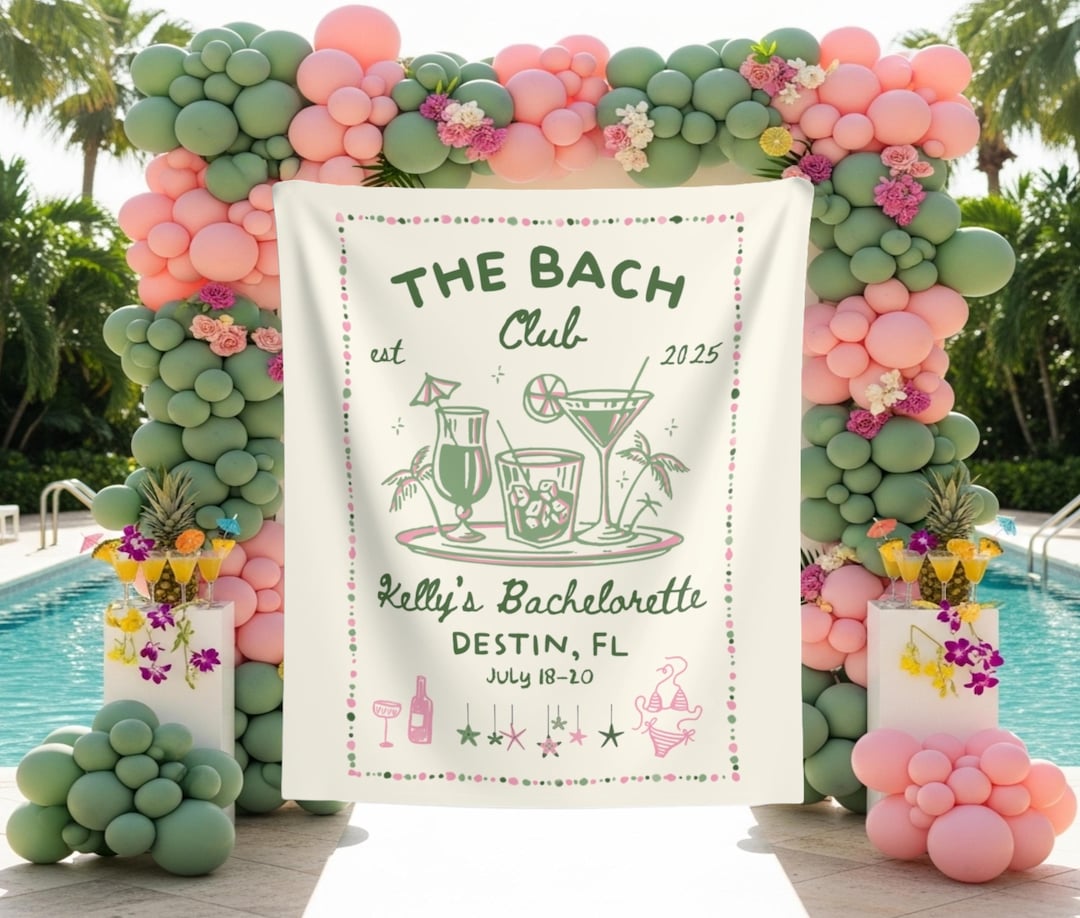 Custom Cocktail Club Bachelorette Party Backdrop Cocktails Bridal Party ...