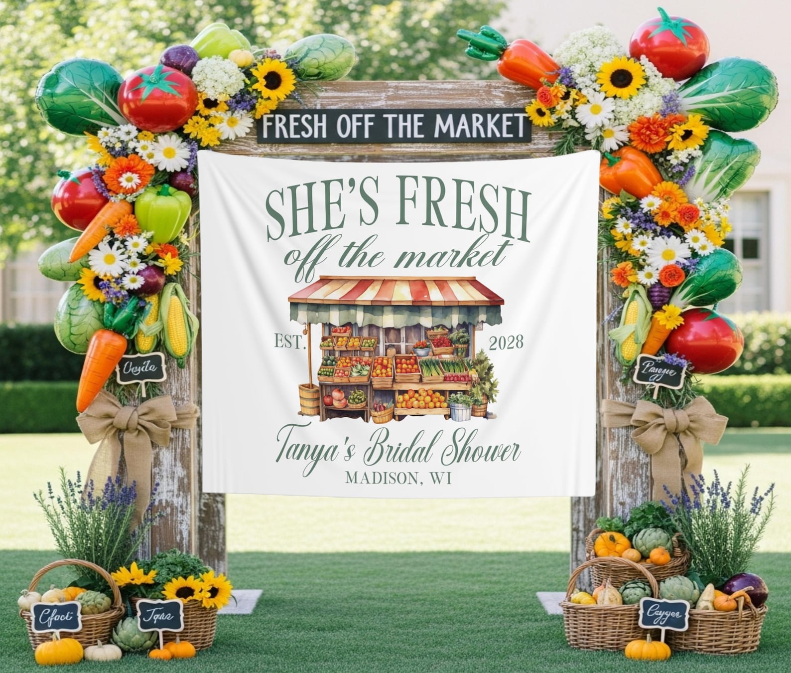 Fresh off the Market Bridal Shower Backdrop Farmers Market Bridal ...