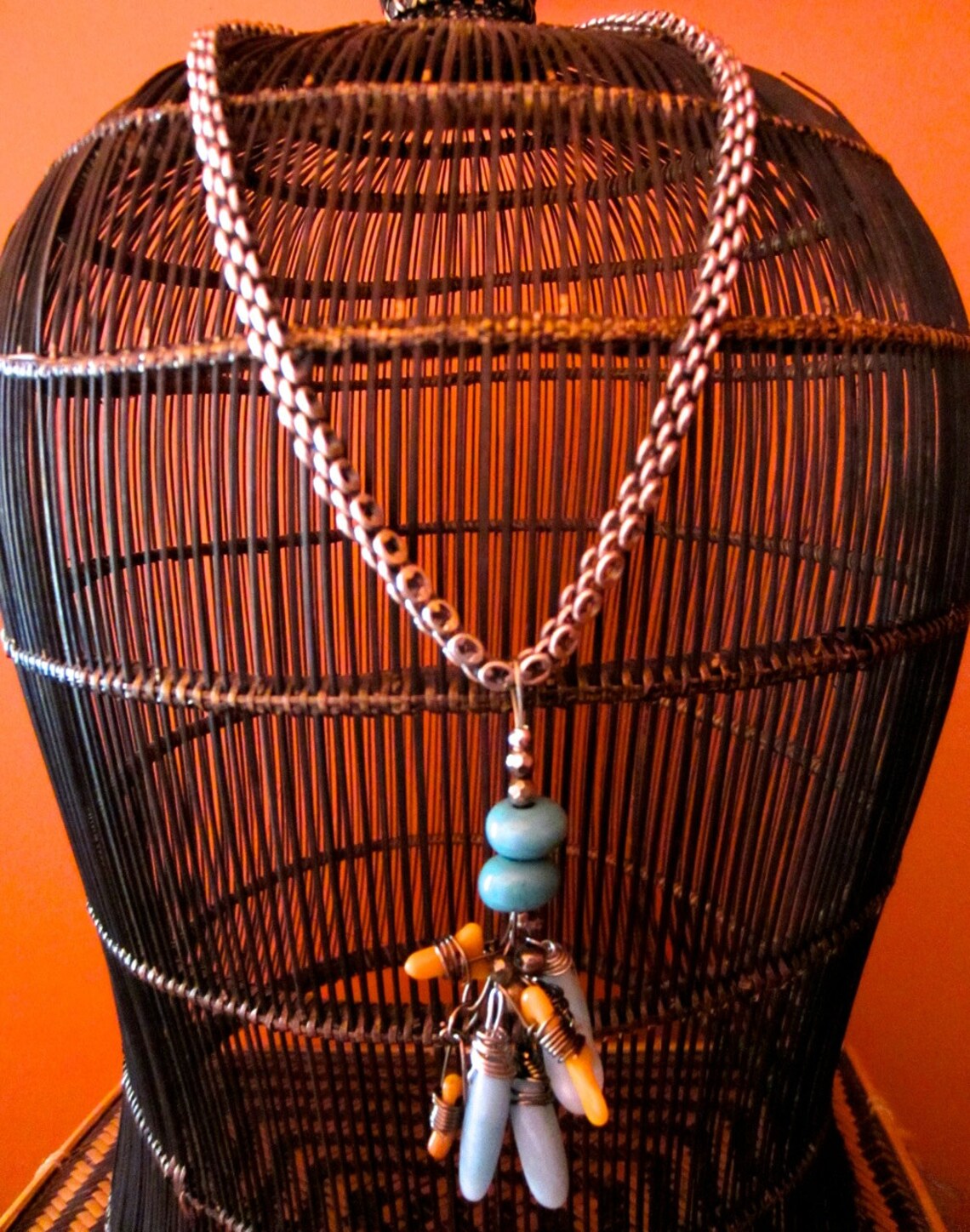 Original Silver and Gemstone Cluster Necklace - Etsy