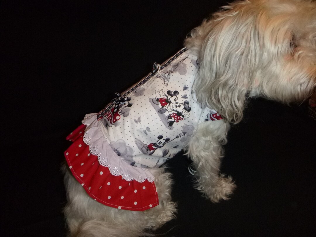 Mickey/minnie Mouse Dog Harness Dress - Etsy