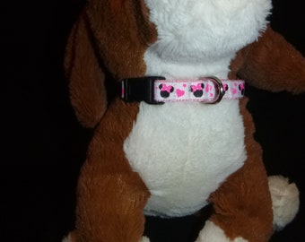 Minnie Mouse Dog Collar, Minnie Dog Collar, Adjustable Handmade Dog ...