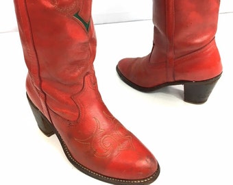 Red cowboy boots | Etsy