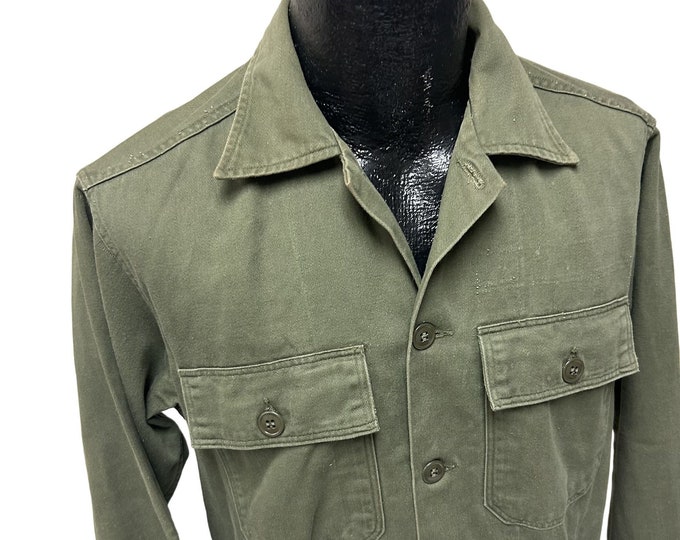 Vintage 60's Vietnam BVD Military USN Navy USAF Cotton Fatigue Shirt M ...