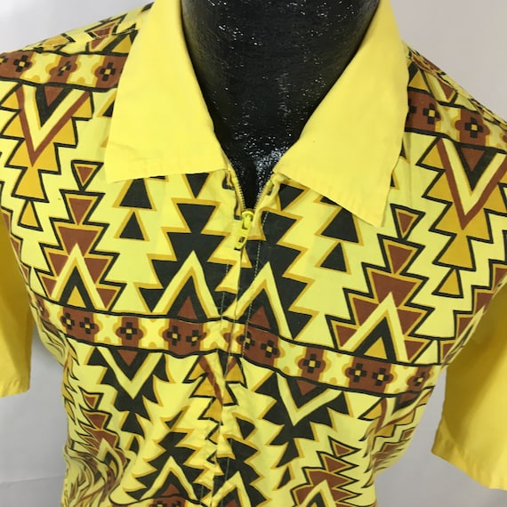 Vintage 50-60's Men Yellow NATIVE SOUTHWESTERN Full Zip up | Etsy