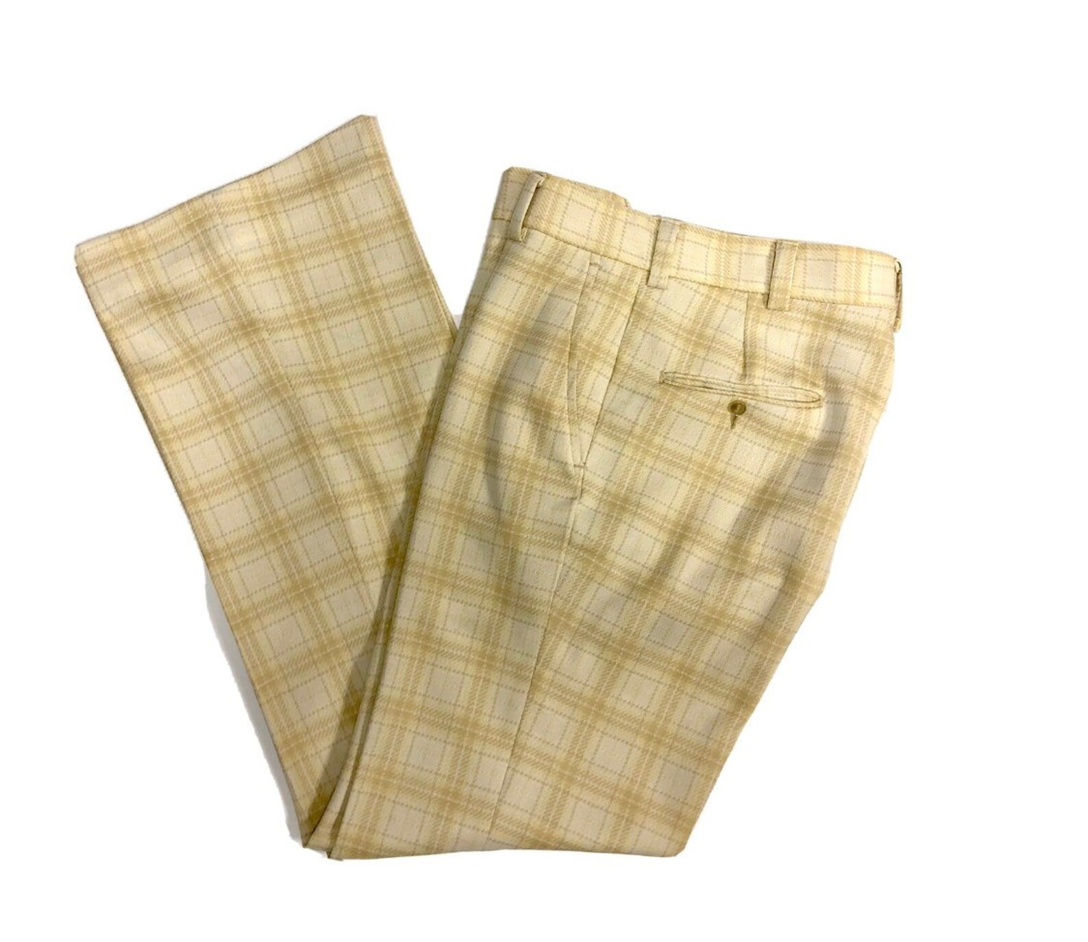 Vintage 70s Mod Yellow STATIC Plaid Hippie Disco Golf Pants - Etsy