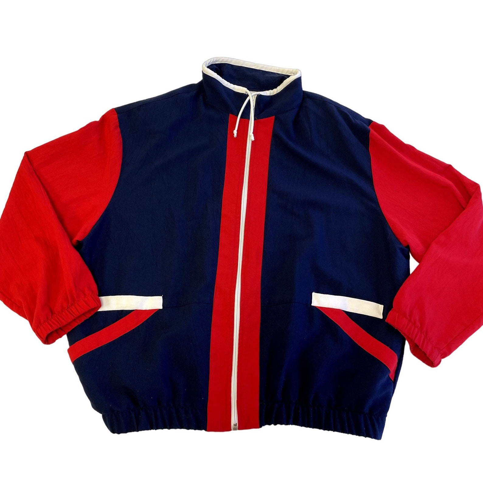 Vintage 80’s Alfred Dunner Blue Red Color Block TRACK Suit Windbreaker ...